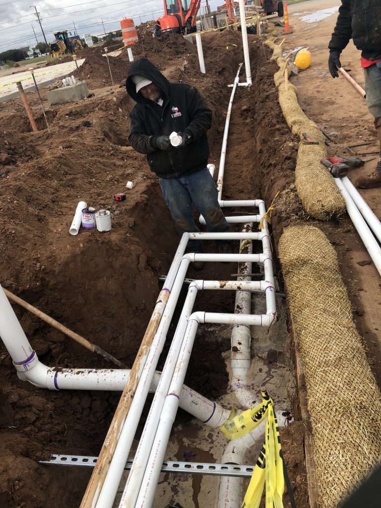 Running Sewer and Water Lines for new businesses coming to Lubbock ...
